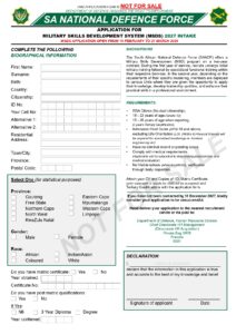 SANDF MSDS Military Application Forms 2027 (PDF download)