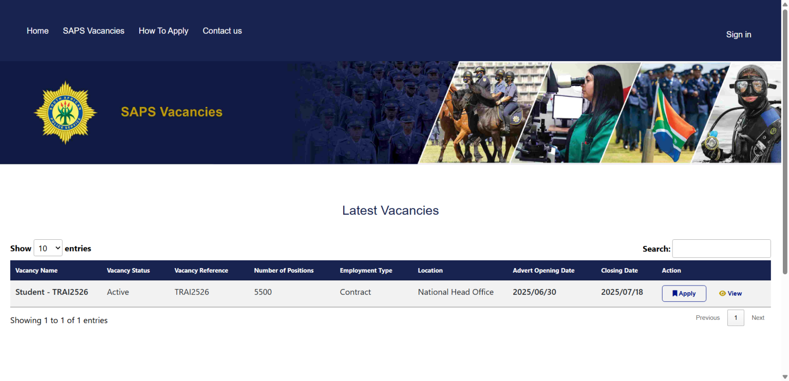 Apply Now: SAPS Trainee Programme 2025 – R4500 Stipend | REF: TRAI2526